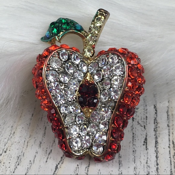 Vintage | Jewelry | Vintage Crystal Apple Brooch | Poshmark